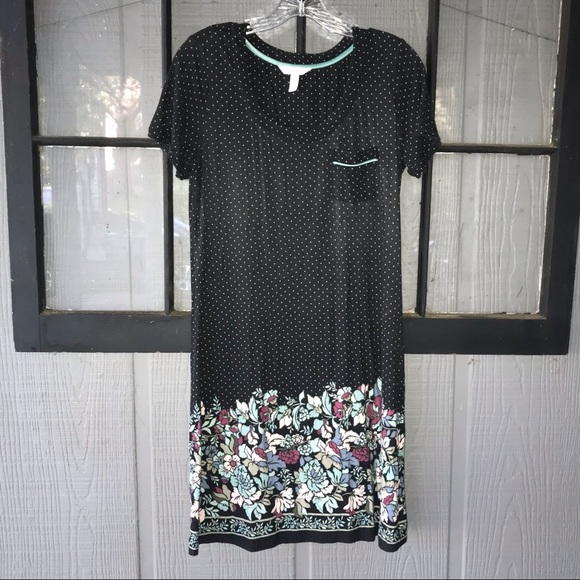 Soma | Intimates & Sleepwear | Soma Sleep Shirt Gown Black With Tiny ...